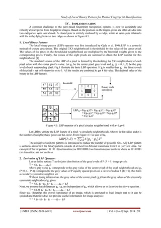 Study of Local Binary Pattern for Partial Fingerprint Identification | PDF