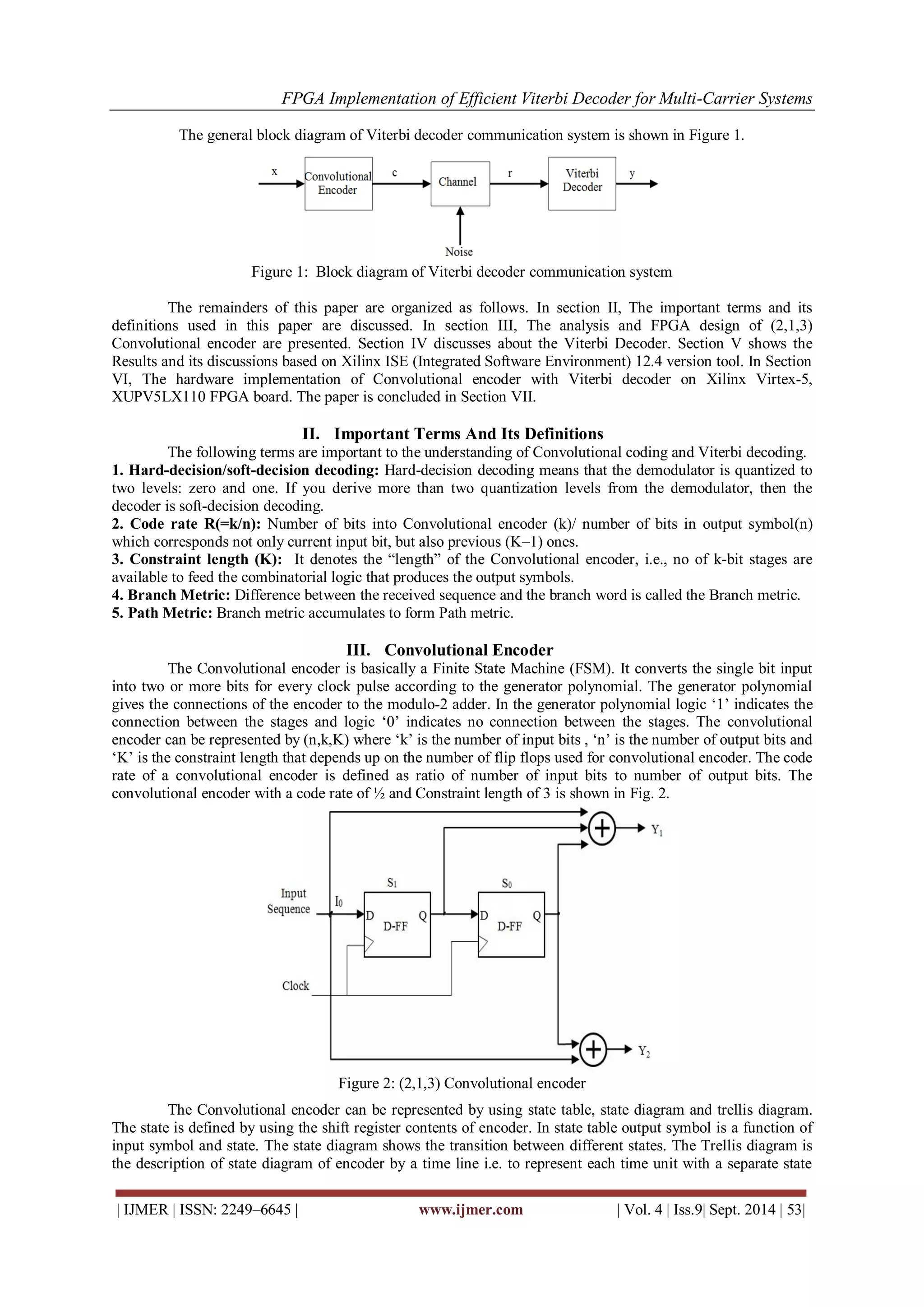 FPGA Implementation of Efficient Viterbi Decoder for Multi-Carrier Systems | PDF