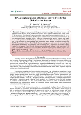 FPGA Implementation of Efficient Viterbi Decoder for Multi-Carrier Systems | PDF