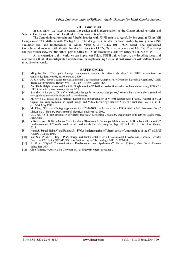 FPGA Implementation of Efficient Viterbi Decoder for Multi-Carrier Systems | PDF