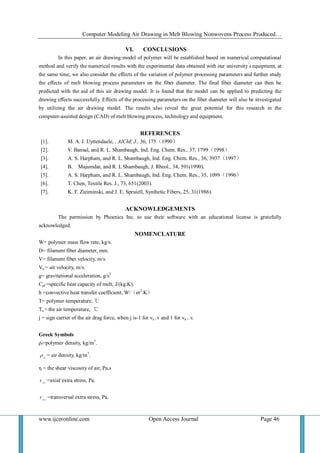 Computer Modeling Air Drawing in Melt Blowing Nonwovens Process ...