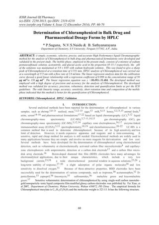Determination of Chloramphenicol in Bulk Drug and Pharmaceutical Dosage Forms by HPLC | PDF ...
