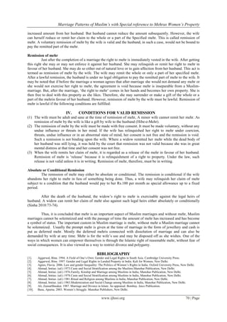 Marriage Patterns of Muslim’s with Special reference to Mehr as Women’s ...