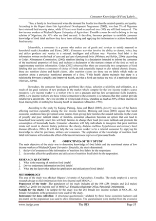 Consumer Knowledge Of Food Labels Of Low Income Female Workers In ...