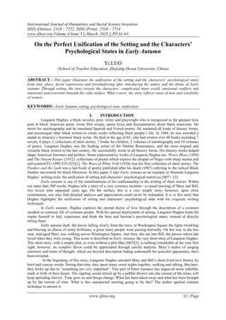 On the Perfect Unification of the Setting and the Characters ...