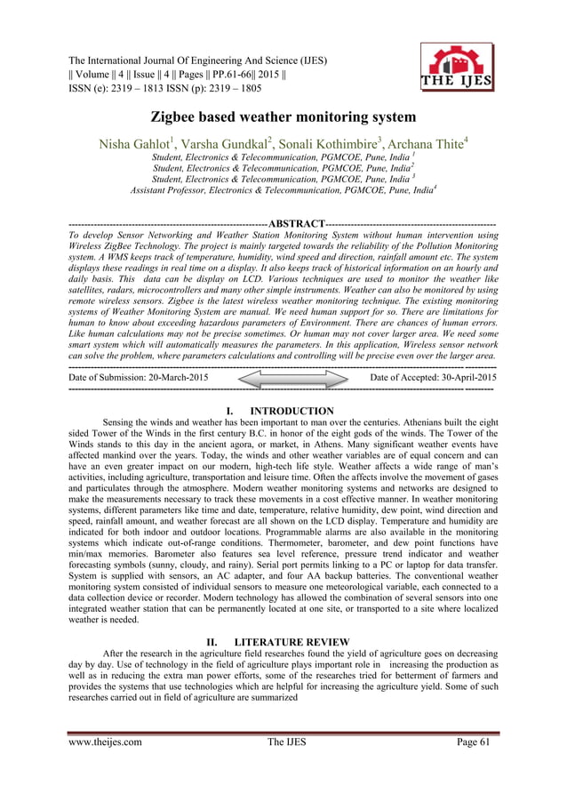 Zigbee based weather monitoring system | PDF