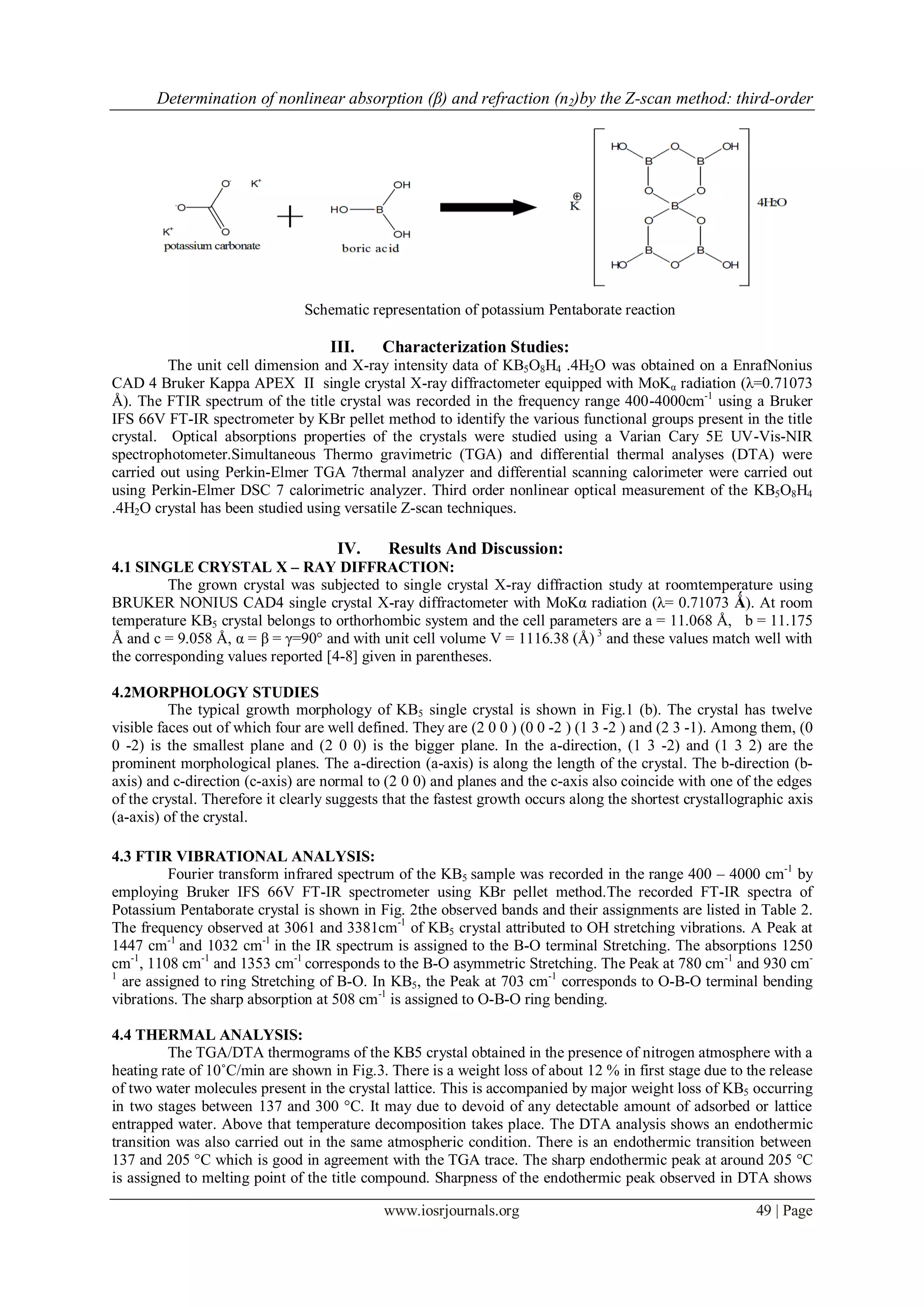 Determination of nonlinear absorption (β) and refraction (n2)by the Z-scan method: third-order ...