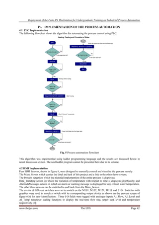 Deployment of the Festo PA Workstation for Undergraduate Training on ...