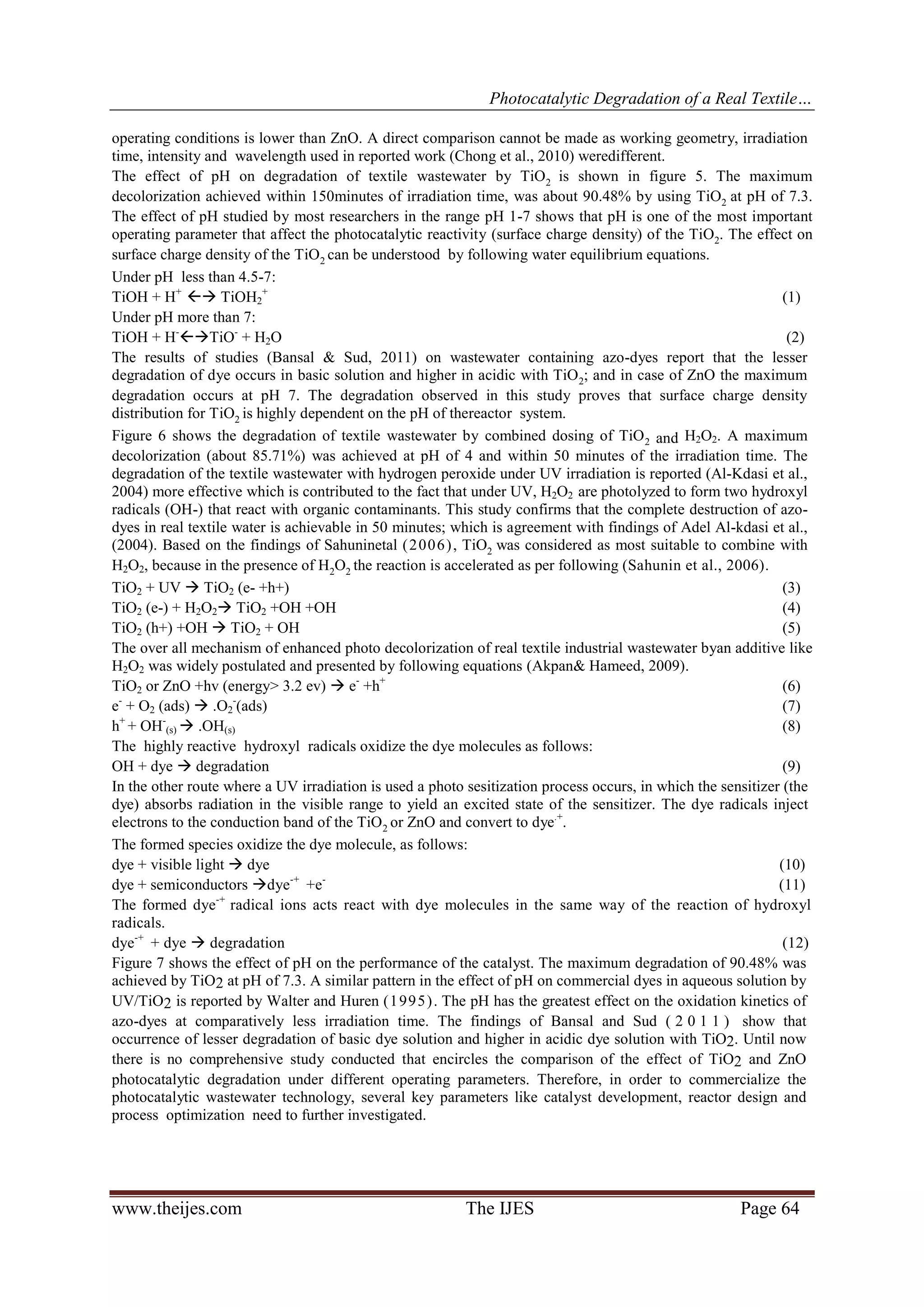 Photocatalytic Degradation of a Real Textile Wastewater using Titanium ...
