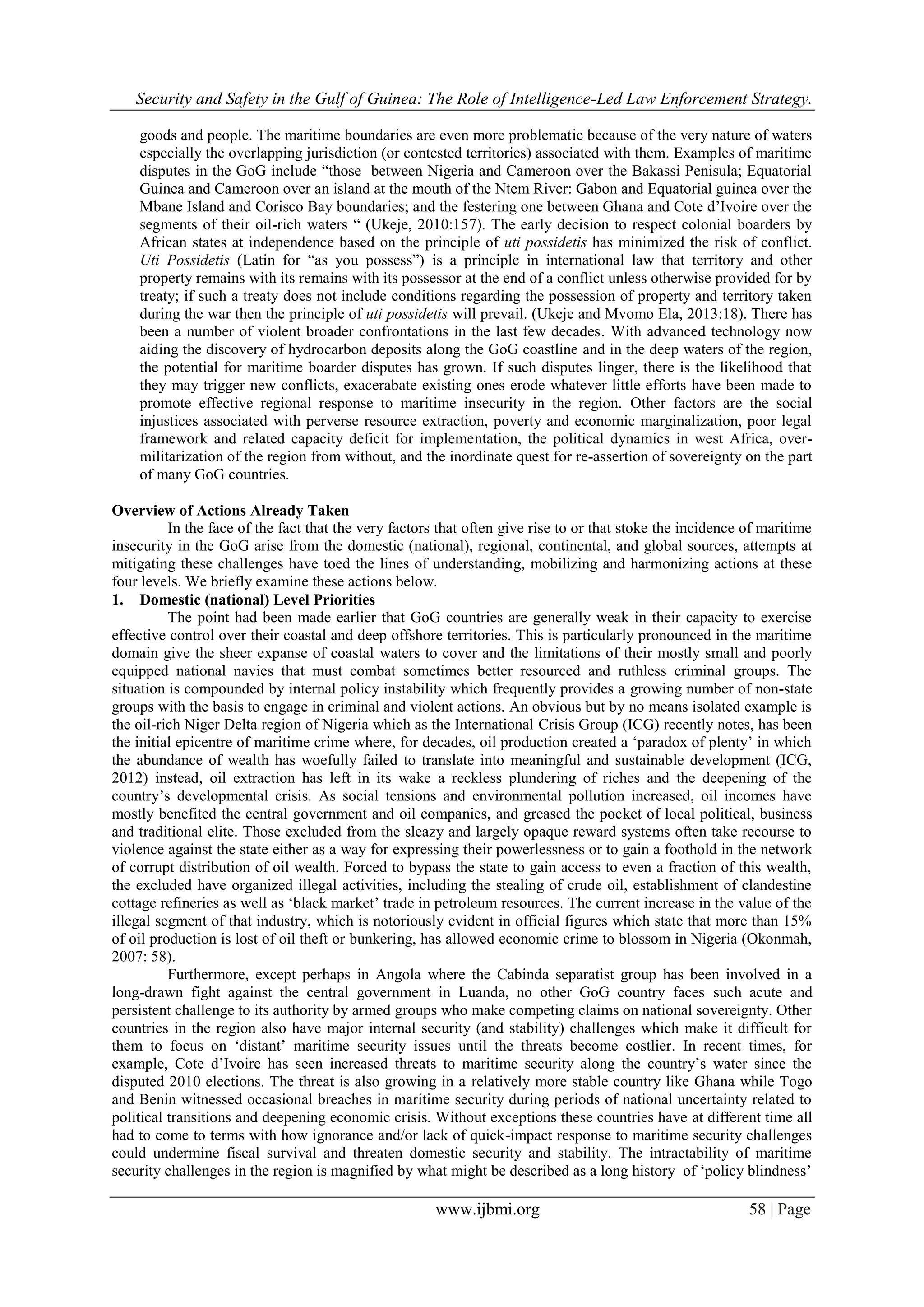 Security and Safety in the Gulf of Guinea: The Role of Intelligence-Led ...