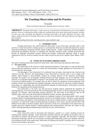 On Teaching Observation and Its Practice | PDF