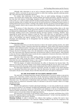 On Teaching Observation and Its Practice | PDF