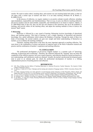 On Teaching Observation and Its Practice | PDF
