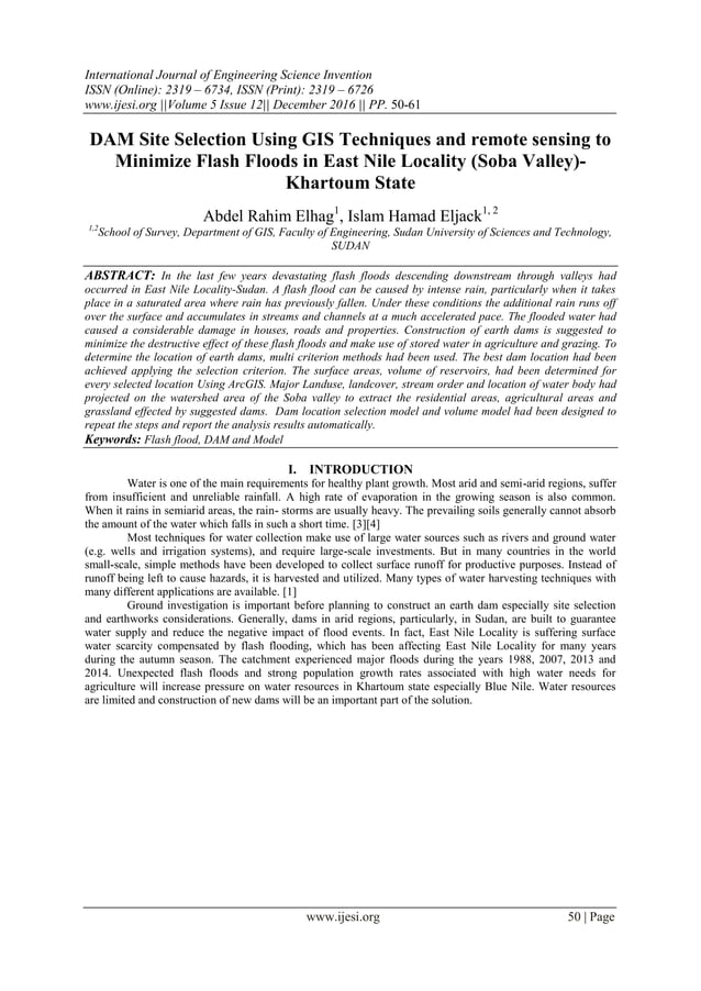 DAM Site Selection Using GIS Techniques and remote sensing to Minimize ...