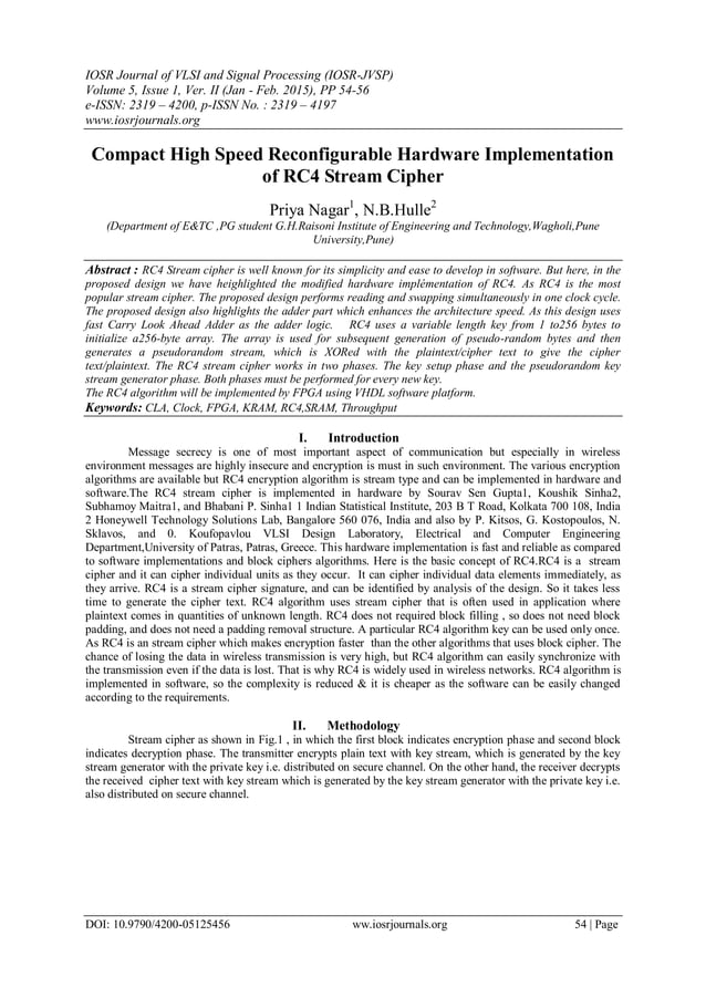 Compact High Speed Reconfigurable Hardware Implementation Of Rc4 Stream Cipher Pdf