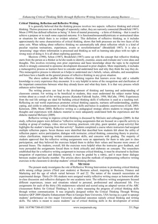 Enhancing Critical Thinking Skills through Reflective Writing ...