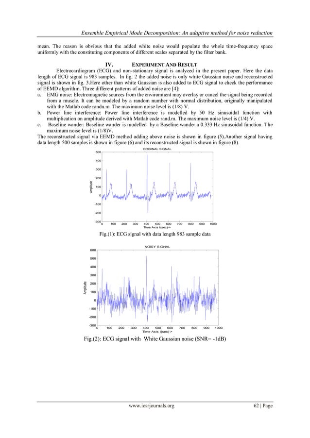 Ensemble Empirical Mode Decomposition: An adaptive method for noise reduction | PDF
