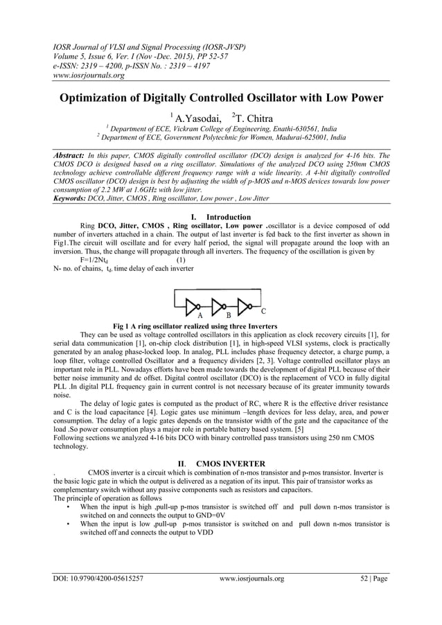 Optimization of Digitally Controlled Oscillator with Low Power | PDF