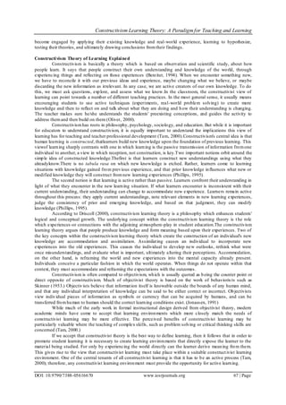 Constructivism Learning Theory: A Paradigm for Teaching and Learning | PDF