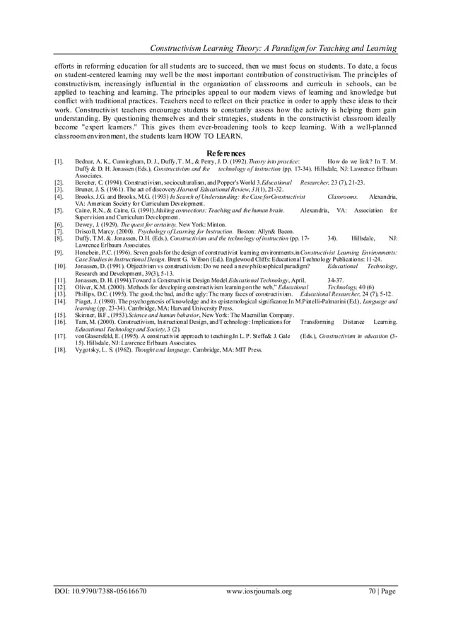 Constructivism Learning Theory: A Paradigm for Teaching and Learning | PDF