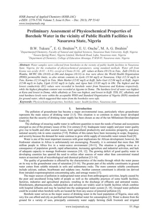 Preliminary Assessment of Physicochemical Properties of Borehole Water ...