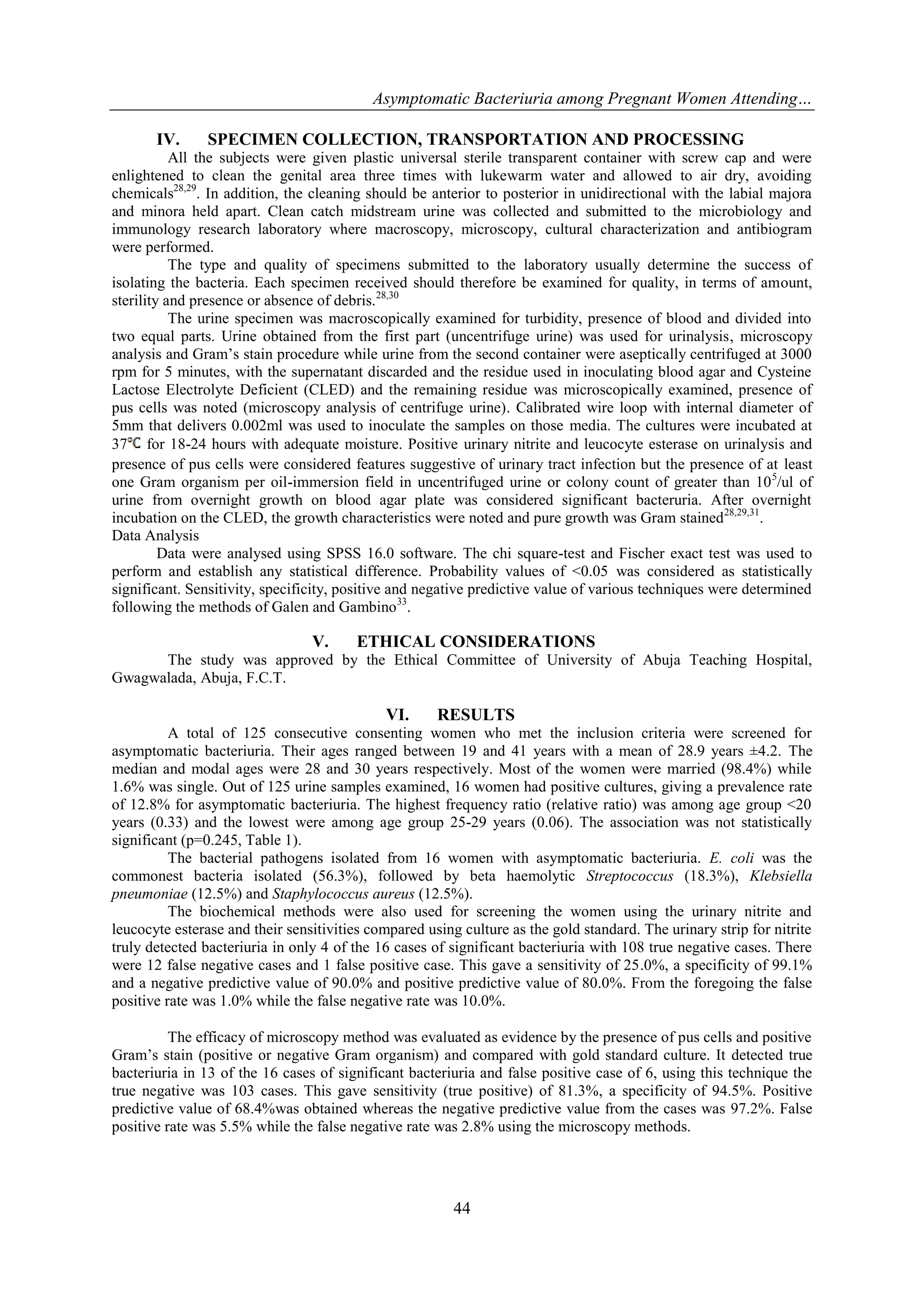 Asymptomatic Bacteriuria among Pregnant Women Attending Antenatal ...