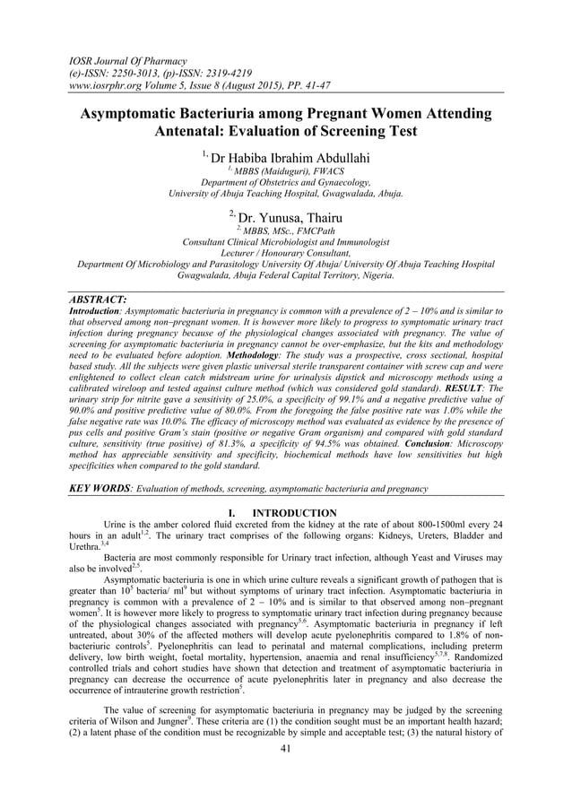 Asymptomatic Bacteriuria among Pregnant Women Attending Antenatal ...