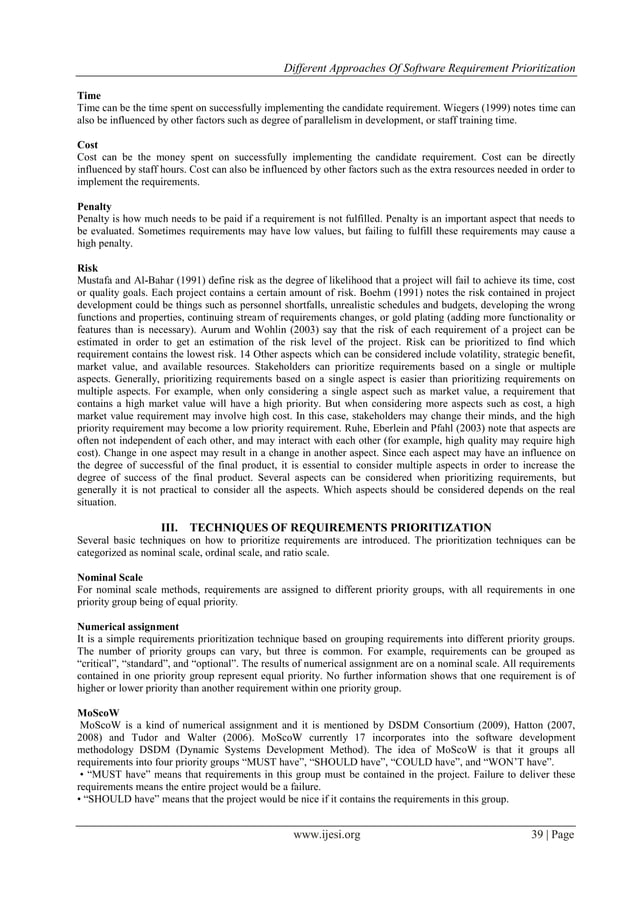 Different Approaches of Software Requirement Prioritization | PDF