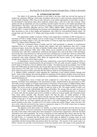 Reaching Out To the Rural Consumers through Haats: A Study in Karnataka ...