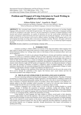 Problem and Prospect of Using Literature to Teach Writing in English as ...