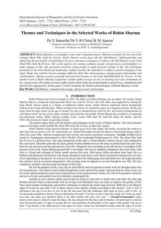 Themes and Techniques in the Selected Works of Robin Sharma | PDF