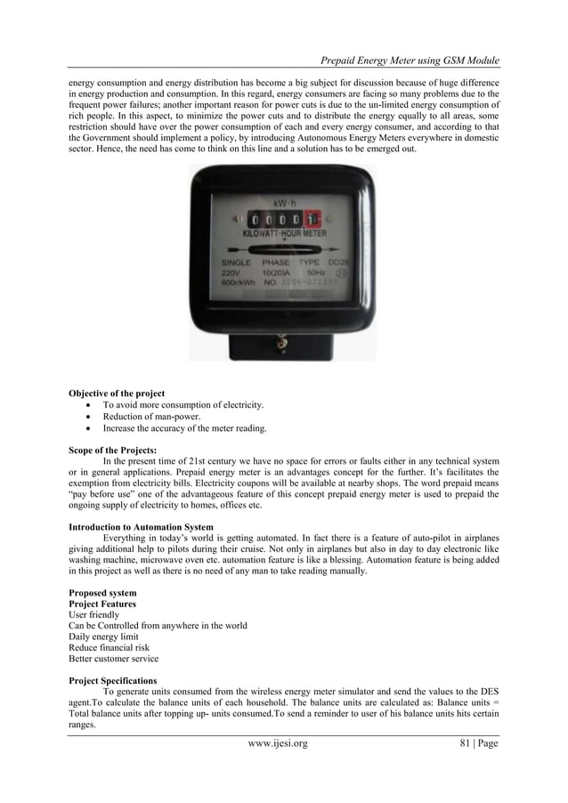 Prepaid Energy Meter using GSM Module | PDF
