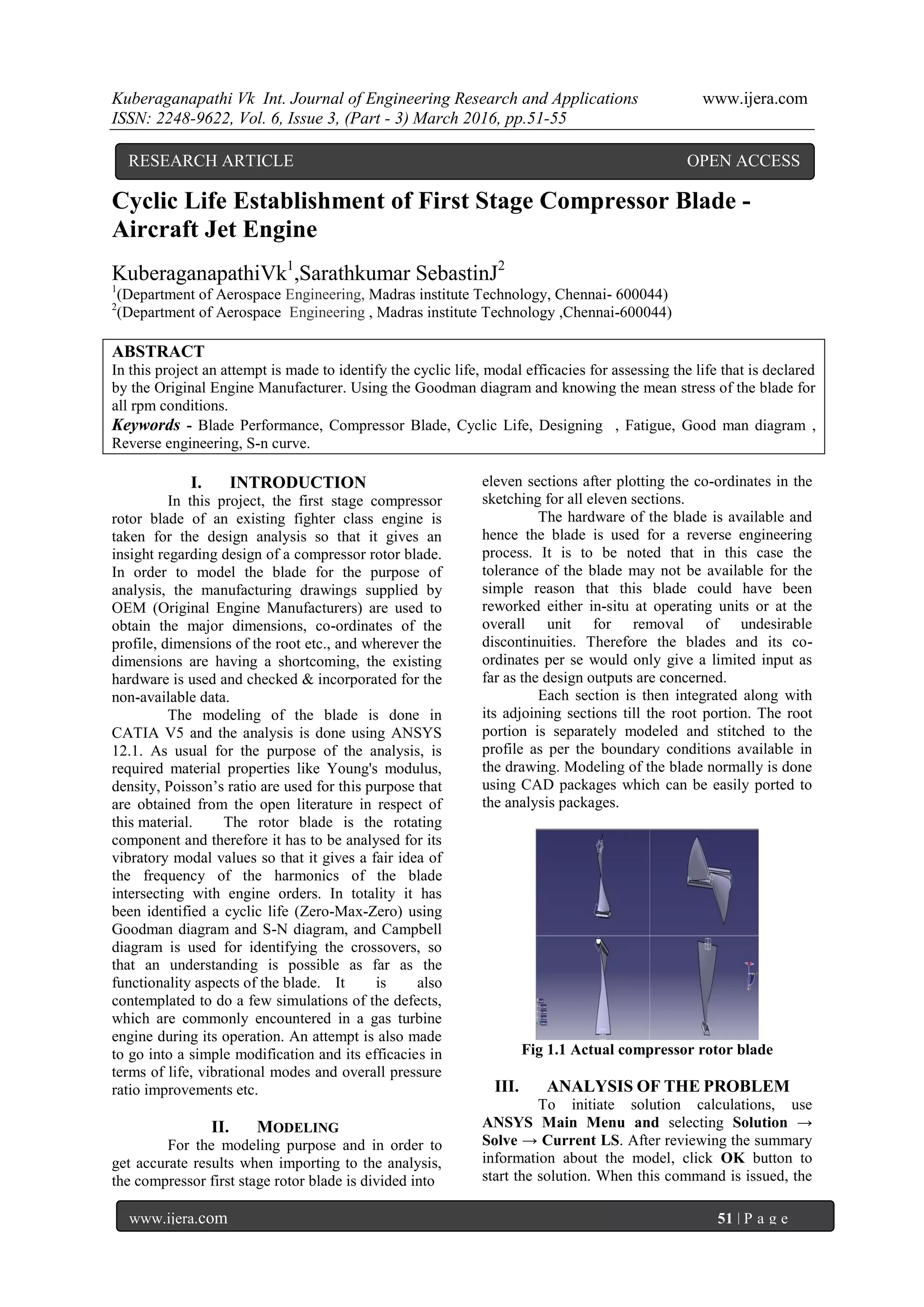 Cyclic Life Establishment of First Stage Compressor Blade - Aircraft Jet Engine | PDF | Physics ...