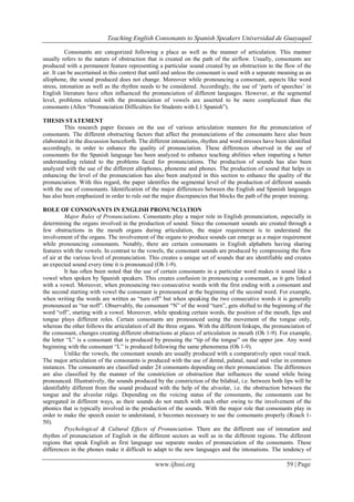 Teaching English Consonants to Spanish Speakers Universidad de ...