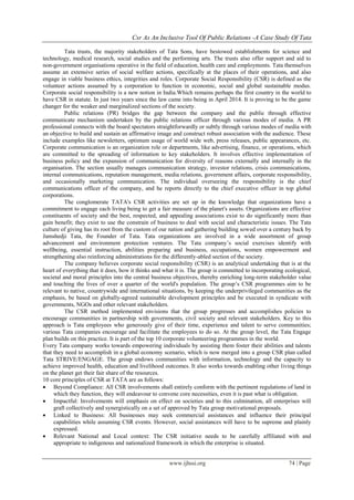 CSR as an Inclusive Tool of Public Relations -A Case Study of Tata | PDF