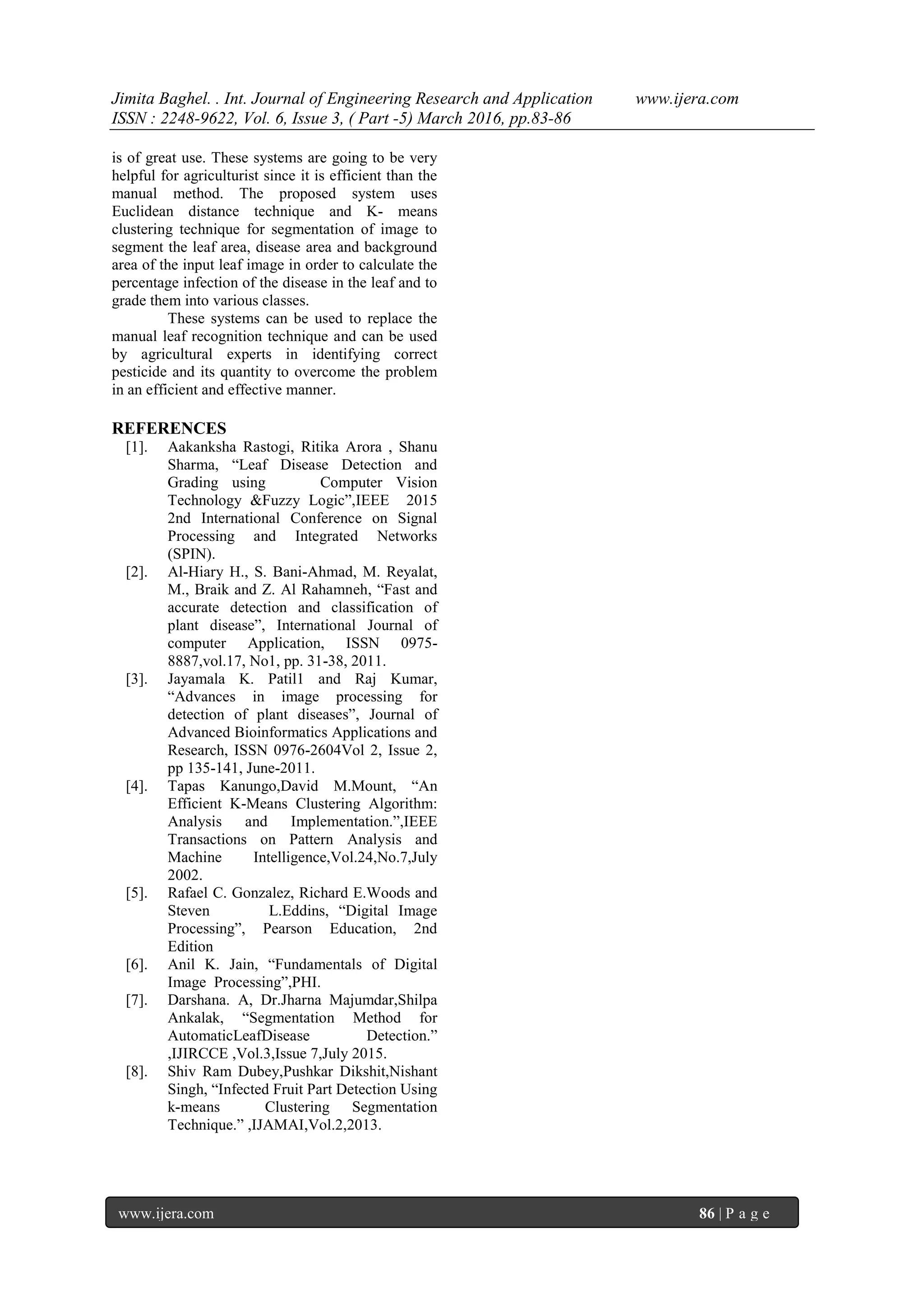 K Means Segmentation Method For Automatic Leaf Disease Detection Pdf