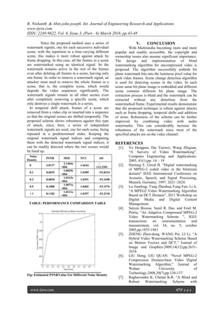 An Efficient Video Watermarking Using Color Histogram Analysis and Biplanes Image Arrays | PDF
