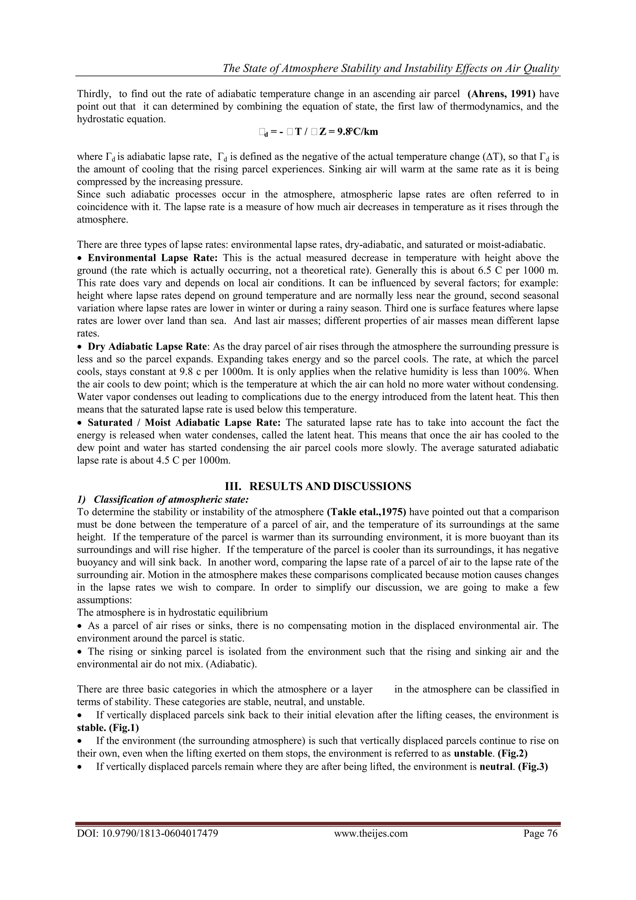 The State of Atmosphere Stability and Instability Effects on Air ...
