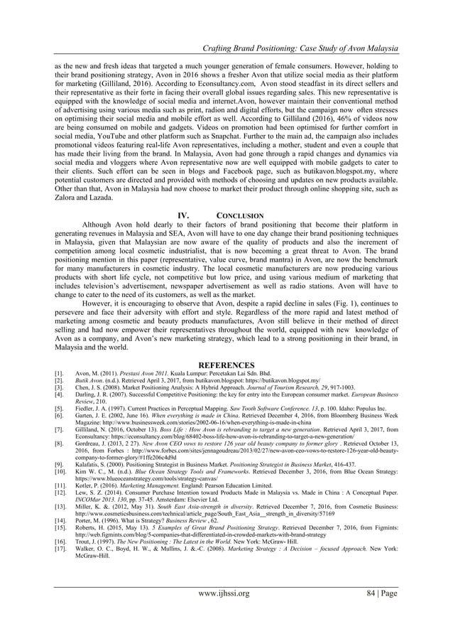 Crafting Brand Positioning: Case Study of Avon Malaysia | PDF