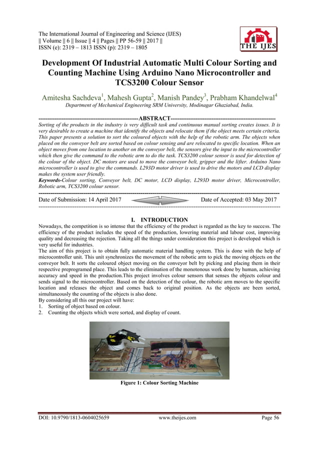 Development Of Industrial Automatic Multi Colour Sorting and Counting Machine Using Arduino Nano ...