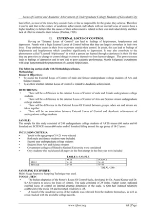 Locus of Control and Academic Achievement of Undergraduate College ...
