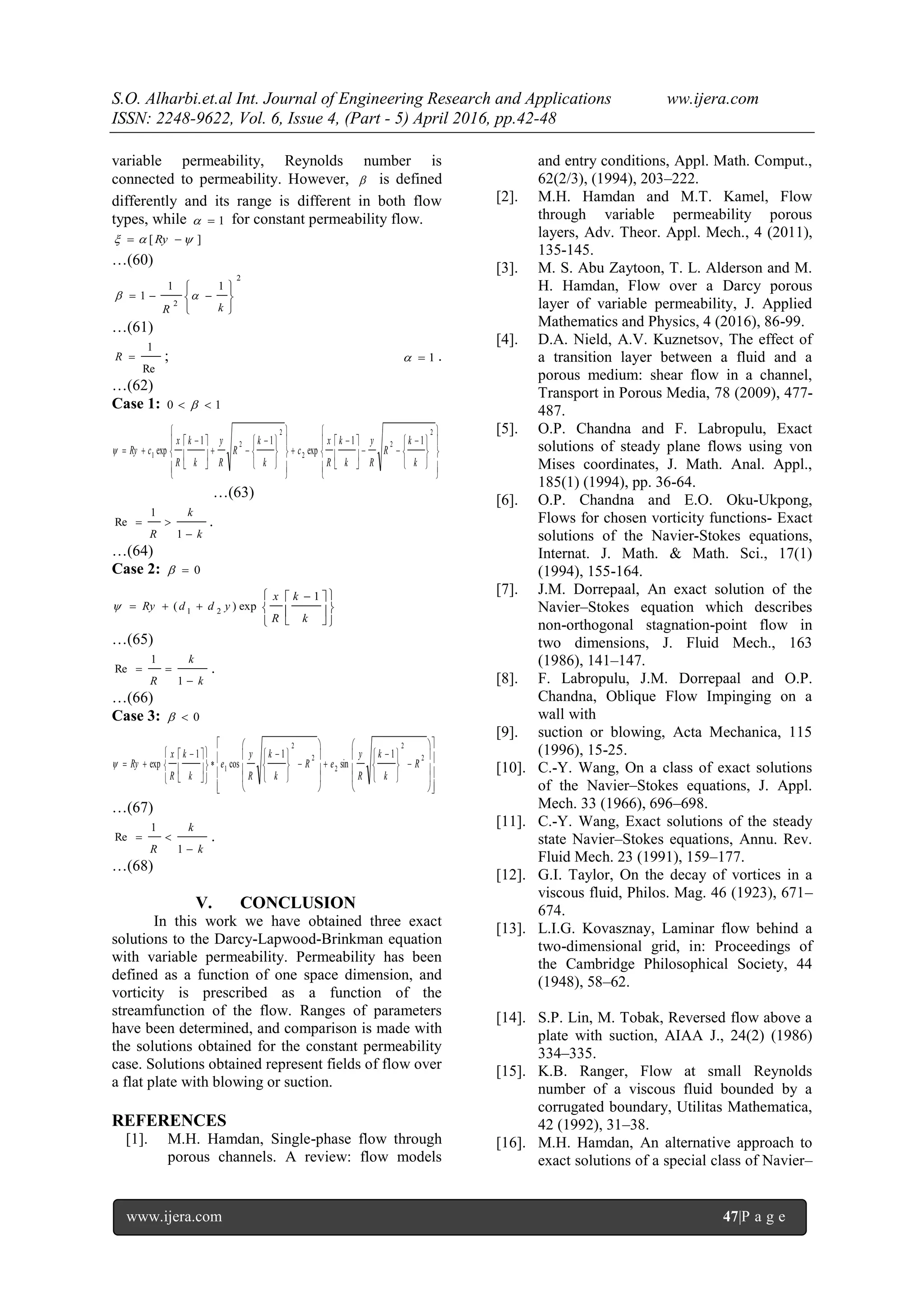 Analytic Solutions to the Darcy-Lapwood-Brinkman Equation with Variable Permeability | PDF