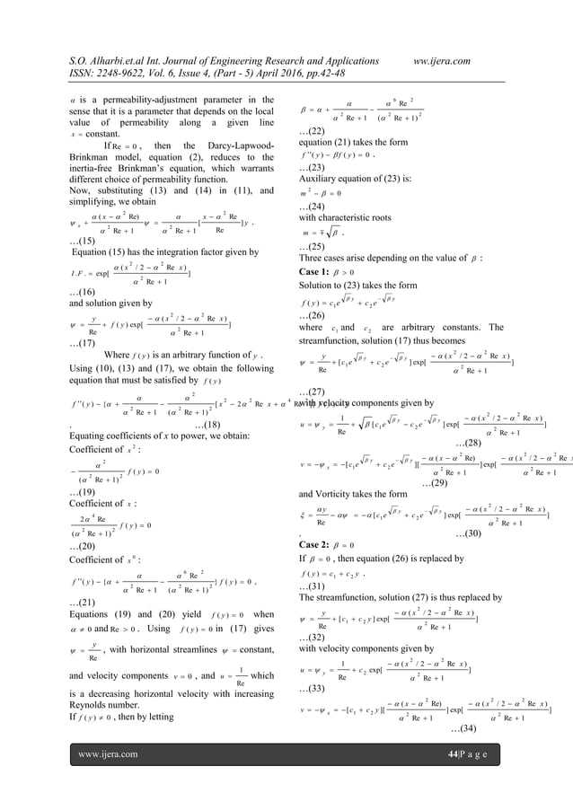 Analytic Solutions to the Darcy-Lapwood-Brinkman Equation with Variable Permeability | PDF ...