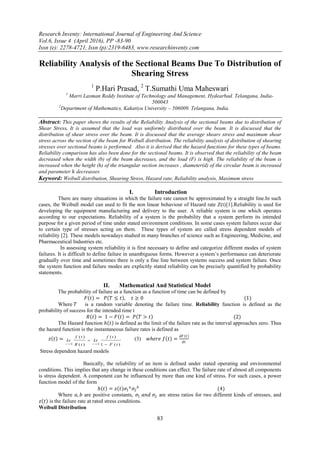 Reliability Analysis of the Sectional Beams Due To Distribution of Shearing Stress | PDF