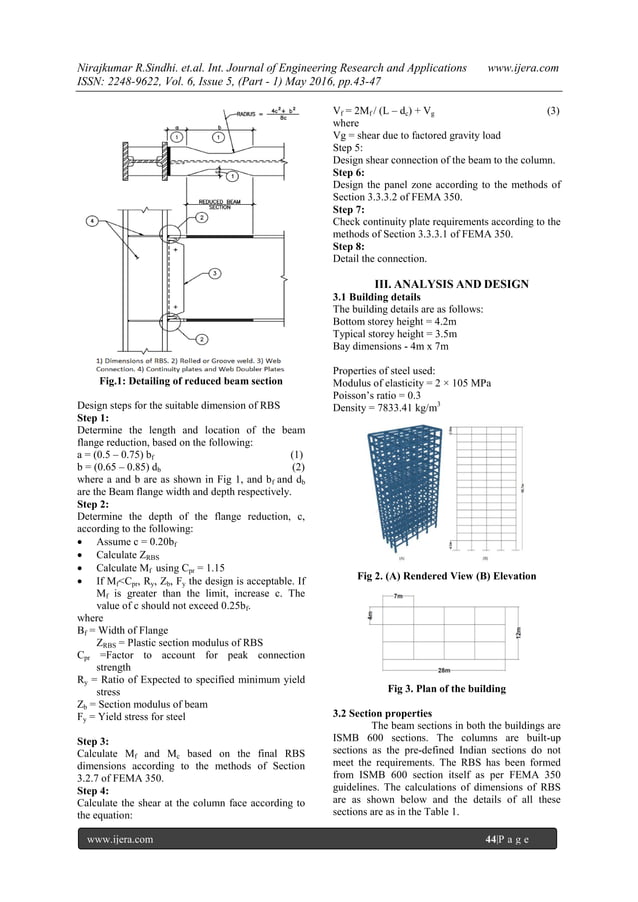 Study of Steel Moment Resisting Frame with Reduced Beam Section | PDF