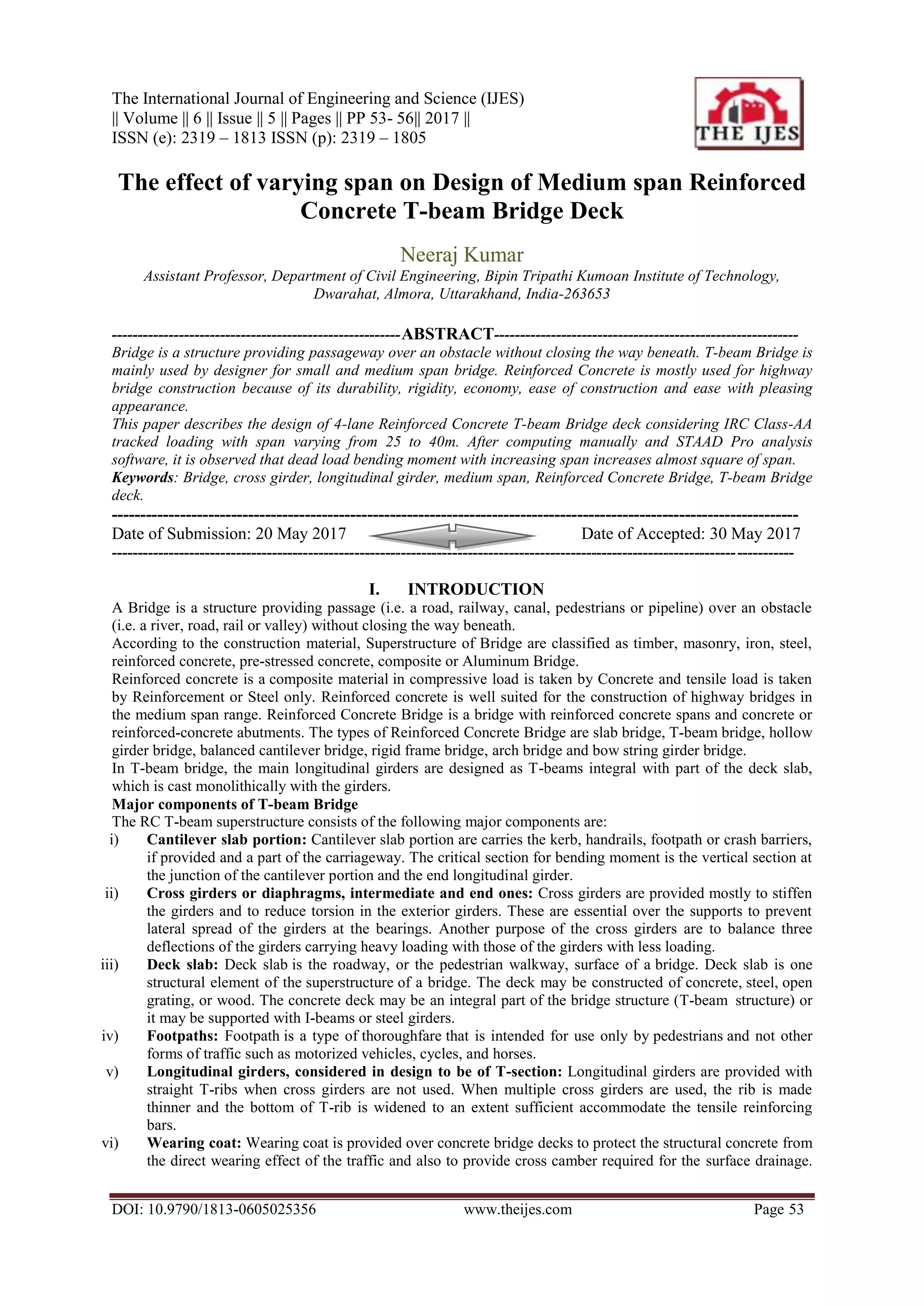 The effect of varying span on Design of Medium span Reinforced Concrete ...