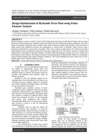 Design Optimization of Hydraulic Press Plate using Finite Element ...