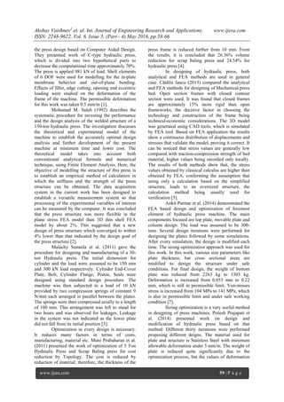 Design Optimization of Hydraulic Press Plate using Finite Element ...