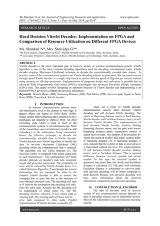 Hard Decision Viterbi Decoder: Implementation on FPGA and Comparison of Resource Utilization on ...