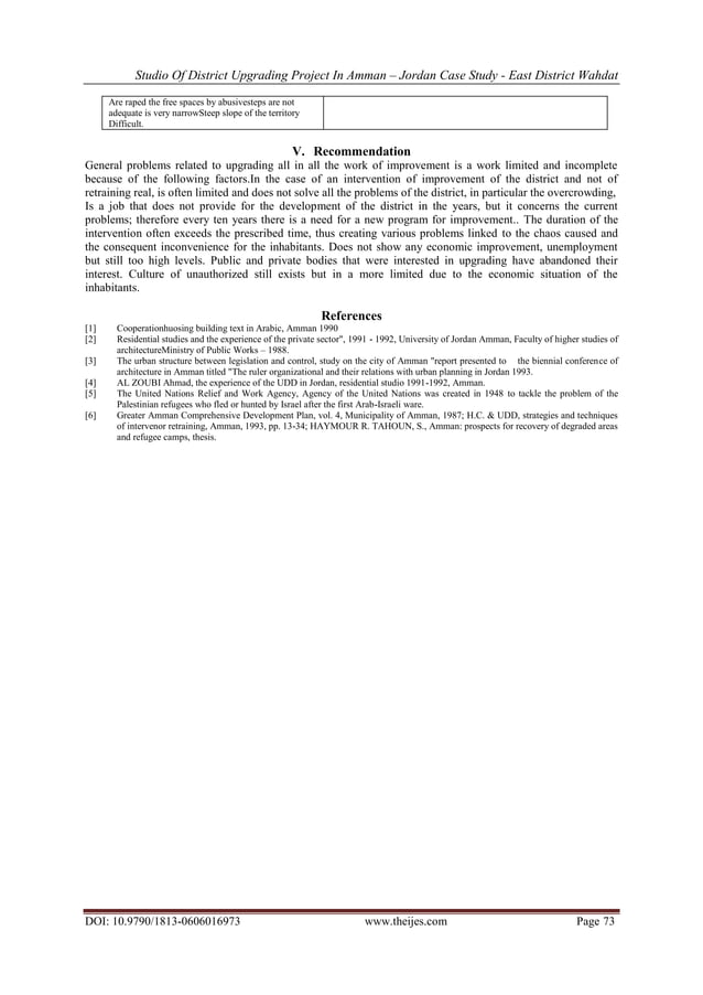 Studio of District Upgrading Project in Amman – Jordan Case Study - East District Wahdat | PDF